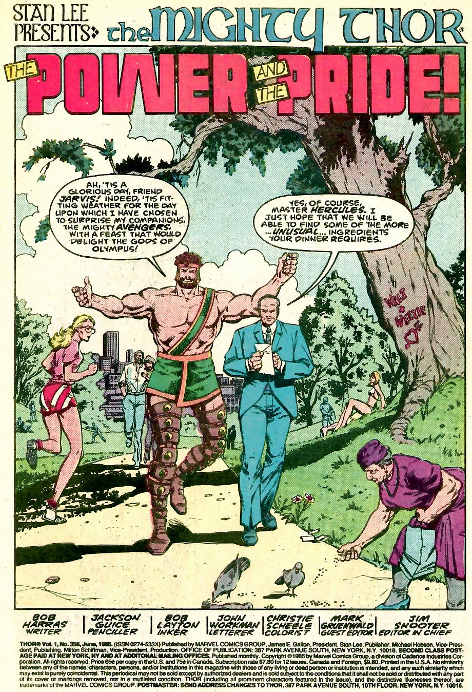 March 1985: The Mighty Thor #356, Or being an Olympian god seems a lot ...